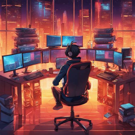 Hacker In Front Of Three Computers On A Big Chair By Saifelkastawy On Deviantart