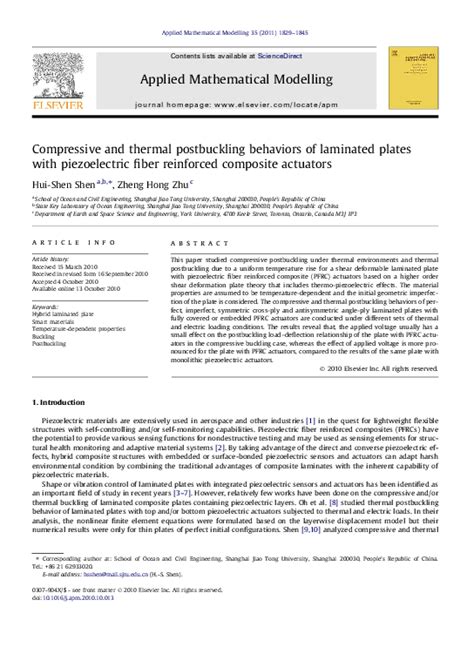 Pdf Thermal Buckling And Postbuckling Of Functionally Graded Fiber