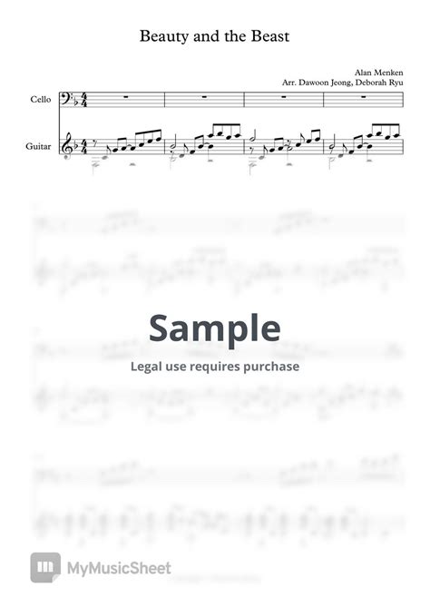 Alan Menken 미녀와 야수 클래식기타 첼로 듀오곡 Sheets By 정다운