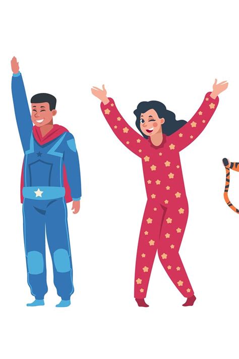 Characters In Pajamas Cartoon Men And Women In Different Pa