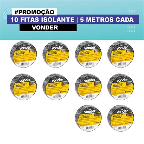 Kit Fitas Isolante Anti Chama Preta Metros Cada Fita Vonder Original Nota Fiscal