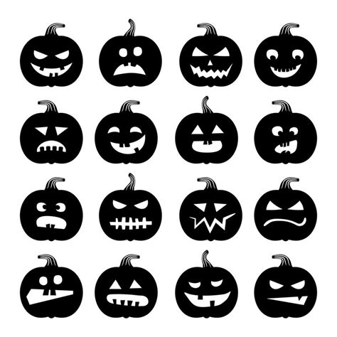 Pumpkins Icons Vector Halloween Pumpkin Silhouette Set Isolated On Wh