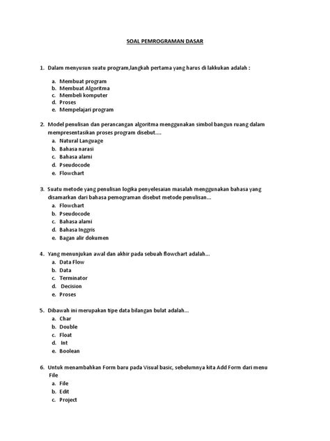 soal pemrograman dasar pdf