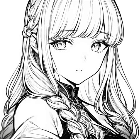 线稿素材合集 超适合临摹的双麻花辫女孩