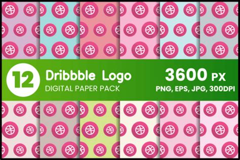 Dribbble Logo Digital Paper Set Graphic By Fromporto · Creative Fabrica