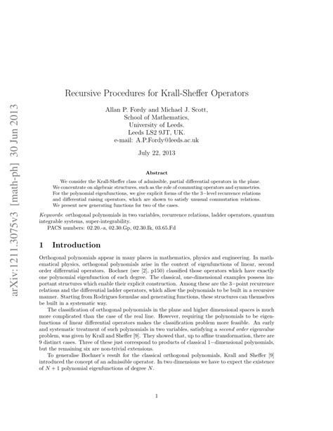 Pdf Recursive Procedures For Krall Sheffer Operators
