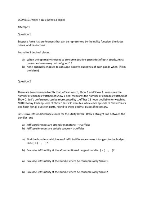 ECON Week Quiz Economics Studocu