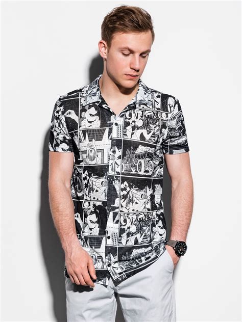 Mens Shirt With Short Sleeves Black K549 Modone Wholesale