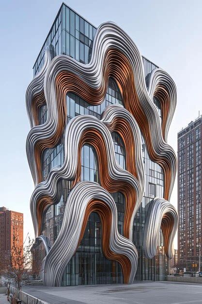 Modern Architecture With Wavy Facade Premium Ai Generated Image