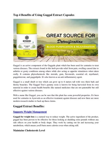 Ppt Top 4 Benefits Of Using Guggul Extract Capsules Powerpoint