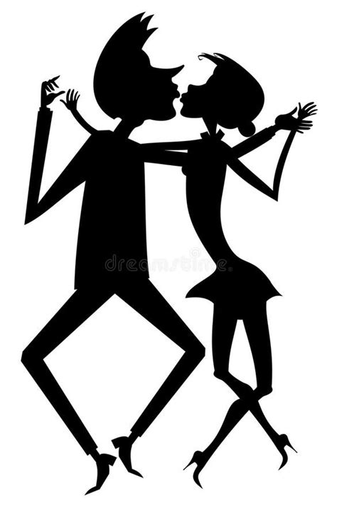 Romantic Dancing Young Couple Art Silhouette Stock Vector