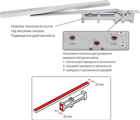 Доводчик врезной RYOBI COU-50 COU-53_L Aluminium SLD_ARM EN_3 65кг 950 ...
