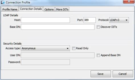 LDAPviewer Help Connection Window