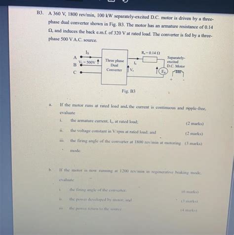 solved b3 a 360 v 1800 rev min 100 kw separately excited