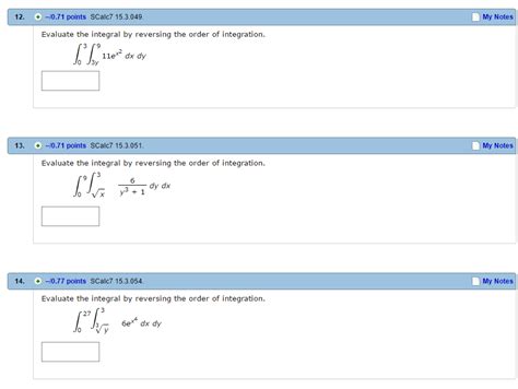 Solved Evaluate The Integral By Reversing The Order Of Chegg