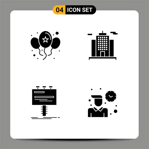 Stock Vector Icon Pack Of 4 Line Signs And Symbols For Balloons Advertising Day Construction