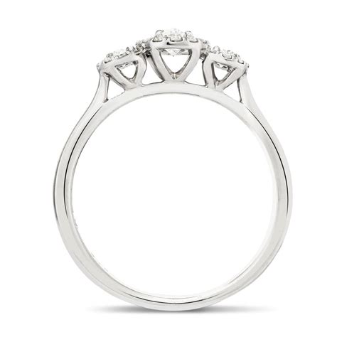 Three Stone Oval Diamond Cluster Engagement Ring 055ct Gsi In Platin