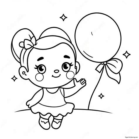 Cute Kissy Missy With Balloons Coloring Page