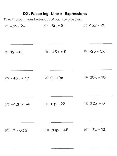 3 Factoring Expressions Worksheet Q Pdf