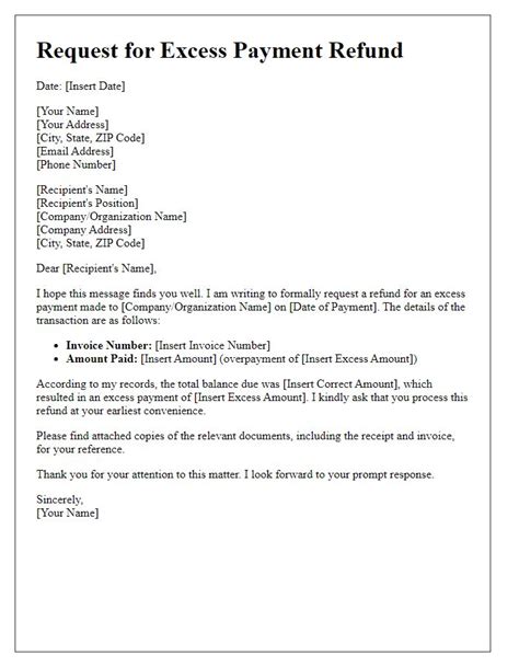 Letter Template For Overpayment Refund Request Free Samples In Pdf Letterin
