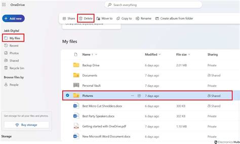 how to delete files from onedrive