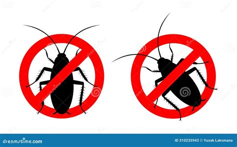 No Cockroach Sign Cockroach Danger Warning Sign Stock Vector