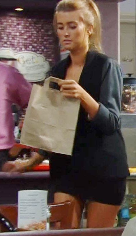 Emmerdales Debbie Dingle Black Business Suit And Having Breakfast In