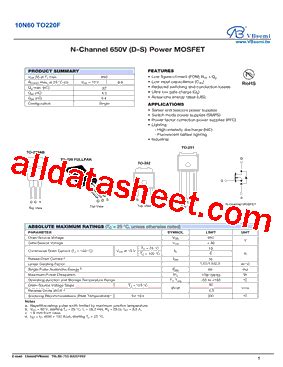 10N60 Datasheet(PDF) - VBsemi Electronics Co.,Ltd