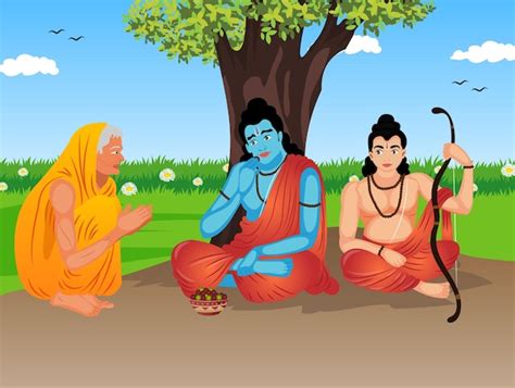 Premium Vector Vector Image Of Lord Ram Eating Berries From Shabri