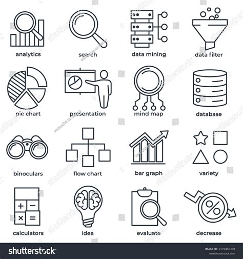Set Data Analysis Icon Logo Vector Stock Vector Royalty Free