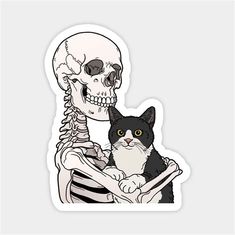 Tuxedo Cat Friend By Tiinamenzel Skeleton Sticker Phone Cover