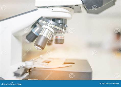 Closeup Of Microscope Stock Image Image Of Education 96224927