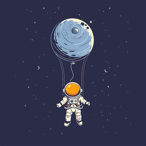 Ilustración del astronauta flotante del planeta del globo Vector Premium