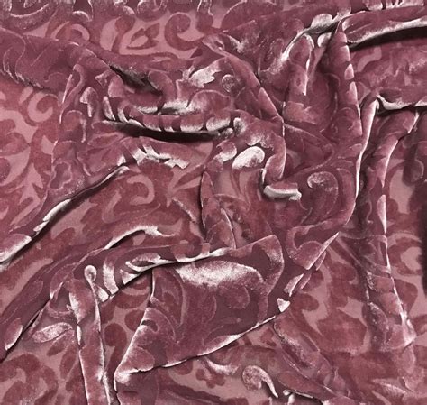 Antique Mauve Scroll Hand Dyed Burnout Silk Velvet Prism Fabrics
