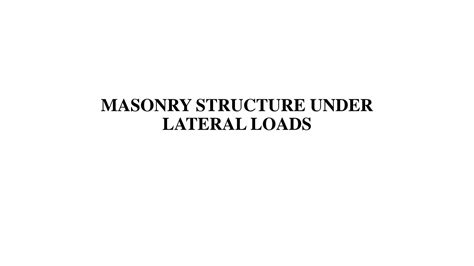 Solution Masonry Structure Under Lateral Loads Studypool