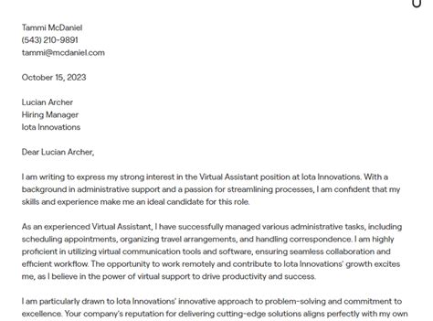 4 Virtual Assistant Cover Letter Examples With In Depth Guidance