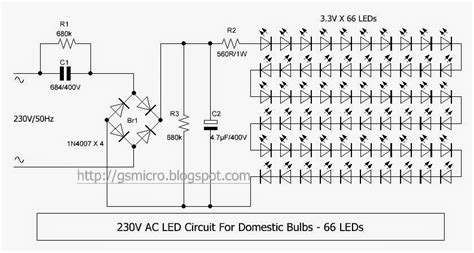 230V AC LED Circuit GSmicro