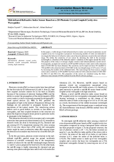 pdf mid infrared refractive index sensor based on a 2d photonic