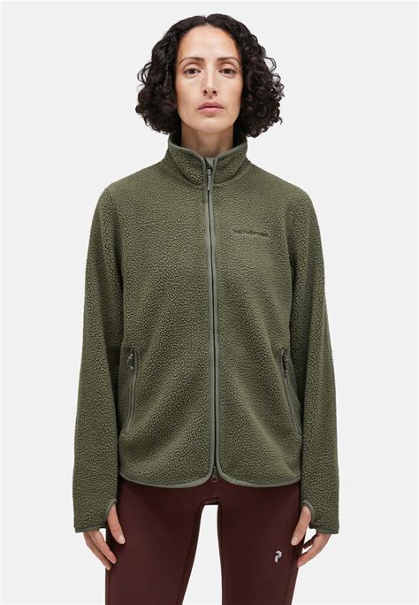 Peak Performance W Pile Zip Fleece Jacket Olive Zalando