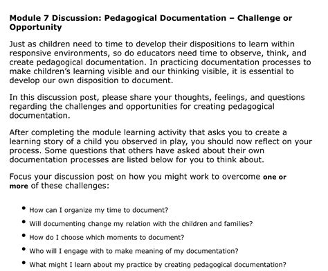 Solved Module 7 ﻿discussion Pedagogical Documentation