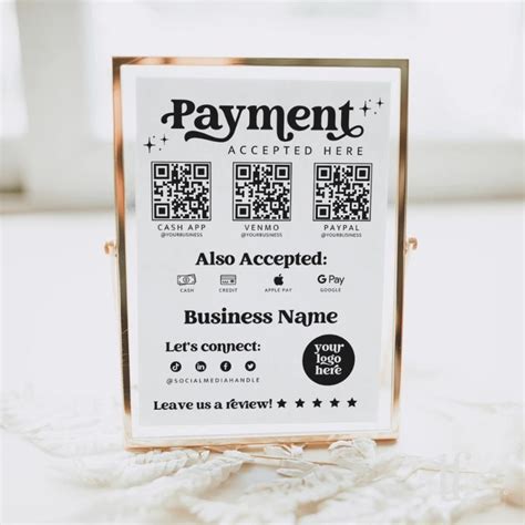 Retro Scan To Pay Sign Accepted Payments Sign Canva Template Dani