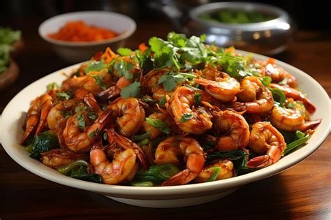 Premium Ai Image Pad Talay Nam Prik Pao Thai Main Course Pad Spicy