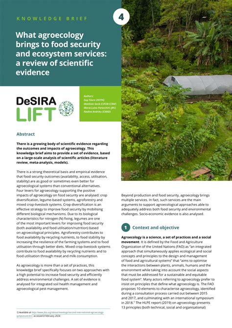 Pdf What Agroecology Brings To Food Security And Ecosystem Services