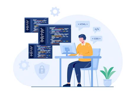 Premium Vector Web Development Programming Languages Css Html It Ui Programmer Cartoon