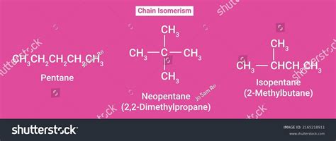 Chain Isomerism Pentane Isopentane 2methylbutane Neopentane Stock
