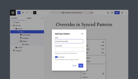 An Introduction To Overrides In Synced Patterns Wordpress Developer Blog