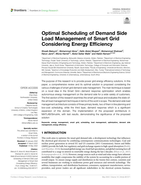 Pdf Optimal Scheduling Of Demand Side Load Management Of Smart Grid