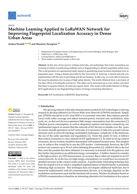 Pdf Machine Learning Applied To Lorawan Network For Improving
