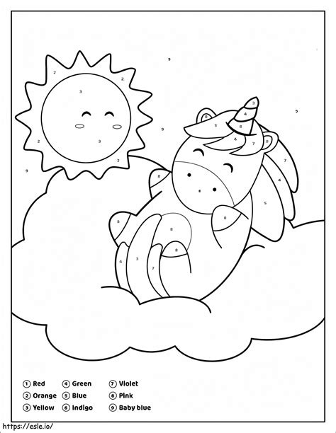 Adorable Unicorn Color By Number Coloring Page