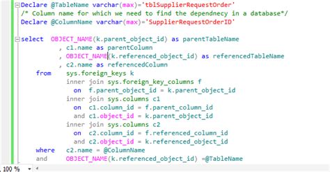 Teach TSQL with Circle Live: How we can determine table column dependencies within a SQL database?